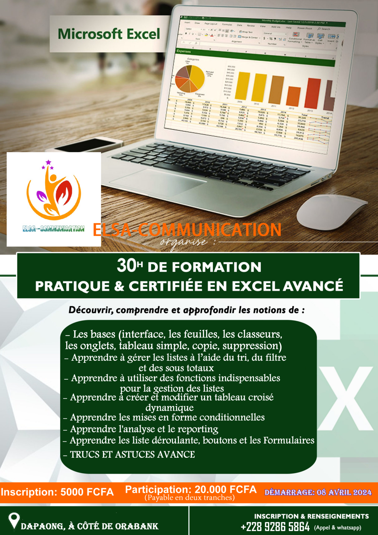 Annonce : Formation Spéciale en Excel Avancée à Dapaong.